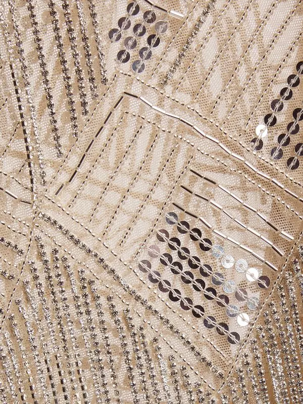 Lapointe Geometric Crystal Fringe Crop Top