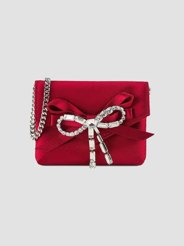 JIMMY CHOO Crystal-bow Satin Card Case