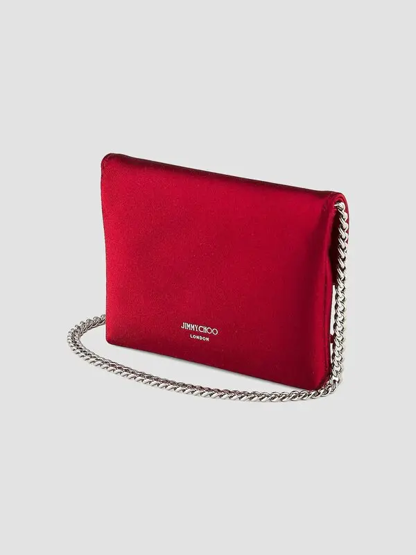 JIMMY CHOO Crystal-bow Satin Card Case