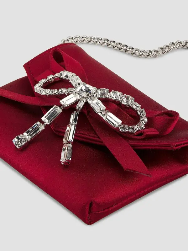 JIMMY CHOO Crystal-bow Satin Card Case