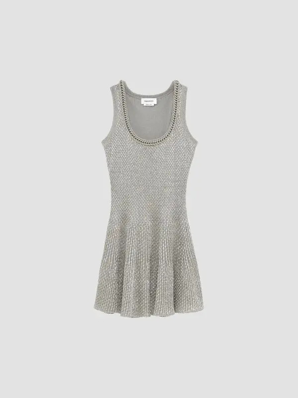 Alexander McQueen Volume Chain-scoopneck Mini Dress - Silver
