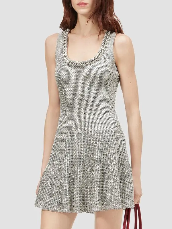 Alexander McQueen Volume Chain-scoopneck Mini Dress - Silver