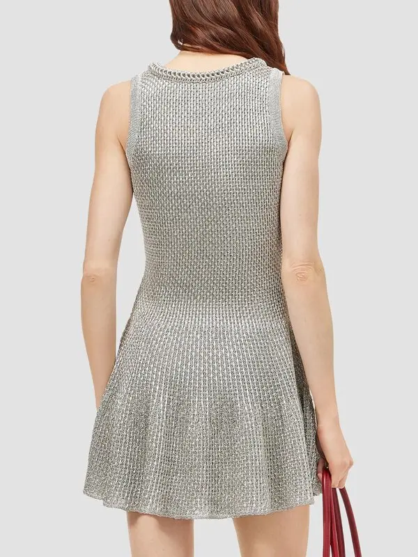 Alexander McQueen Volume Chain-scoopneck Mini Dress - Silver
