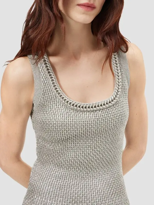 Alexander McQueen Volume Chain-scoopneck Mini Dress - Silver