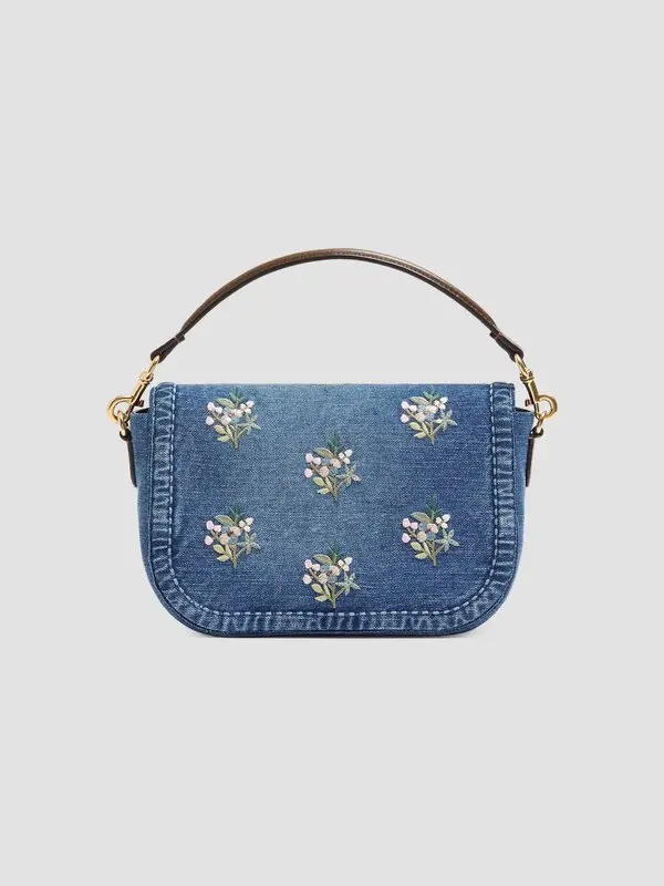 Valentino Garavani Alltime Medium Embroidered Shoulder Bag - Denim