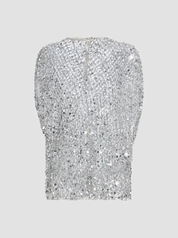 Lapointe Sequined Net Mesh Cape Top