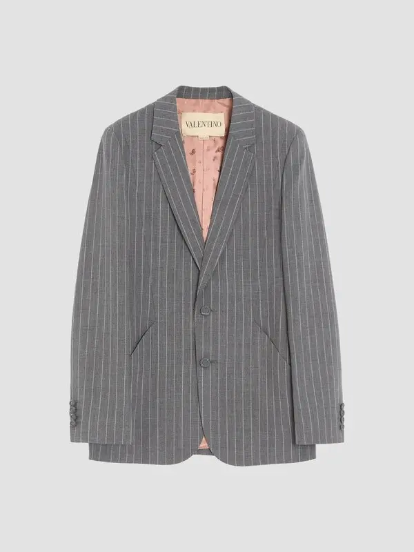Valentino Garavani Single-breasted Jacket In Pinstripe Wool