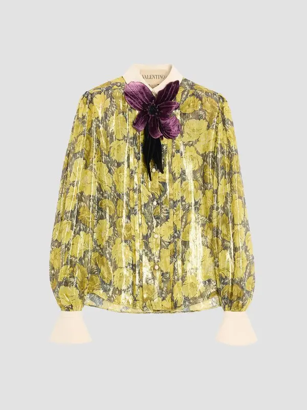 Valentino Garavani Lurex Shirt With Après L'hiver Poppies Print - Multicolor