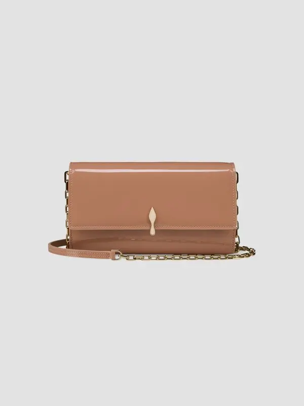 CHRISTIAN LOUBOUTIN Bettina Patent Leather Chain Wallet - Blush