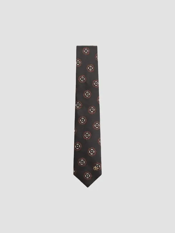 Valentino Garavani Valentie Silk Jacquard Tie With Geometric Pattern