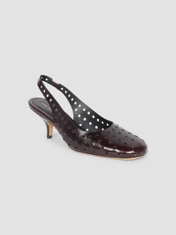 Dries Van Noten 65mm Eyelet Leather Slingback Pumps - Ruby