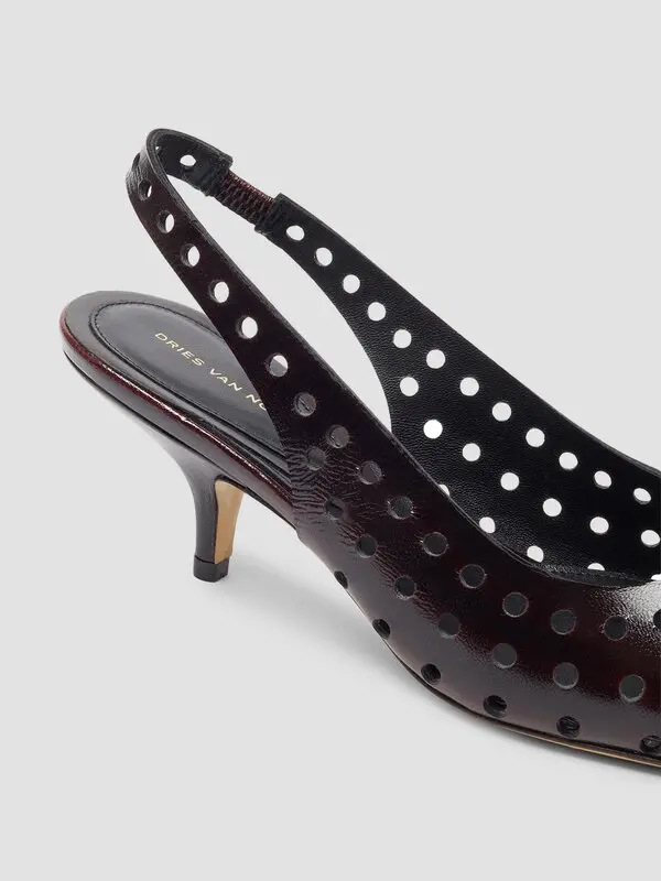 Dries Van Noten 65mm Eyelet Leather Slingback Pumps - Ruby