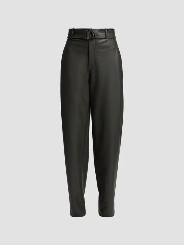 Lapointe Belted Faux-leather Tapered Trousers