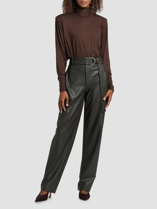 Lapointe Belted Faux-leather Tapered Trousers