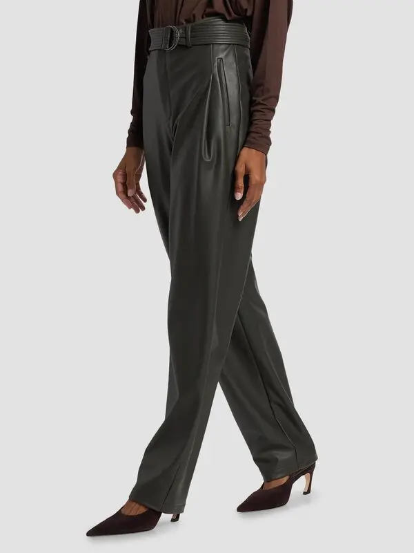 Lapointe Belted Faux-leather Tapered Trousers