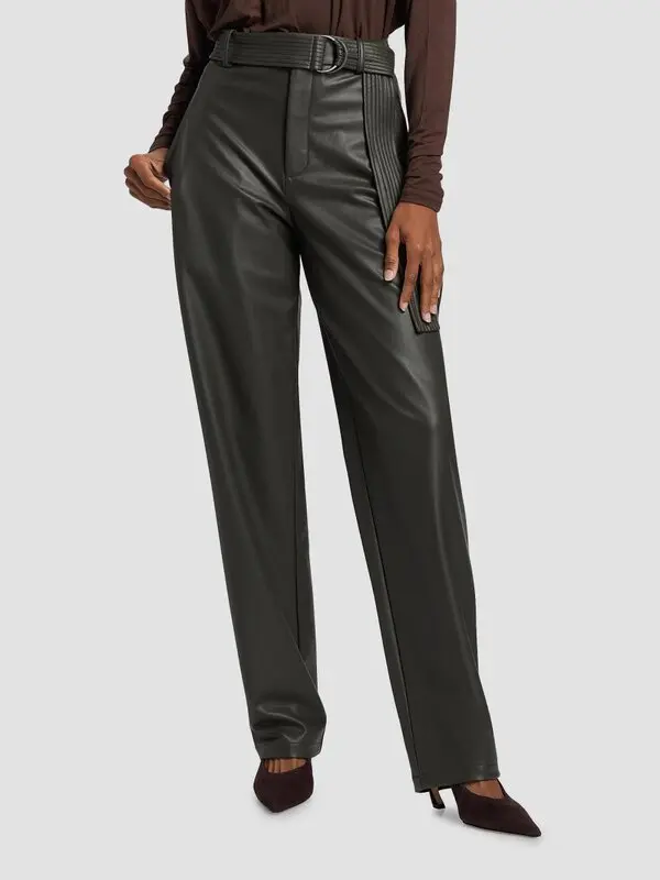 Lapointe Belted Faux-leather Tapered Trousers