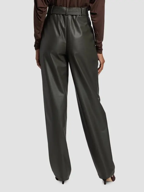 Lapointe Belted Faux-leather Tapered Trousers