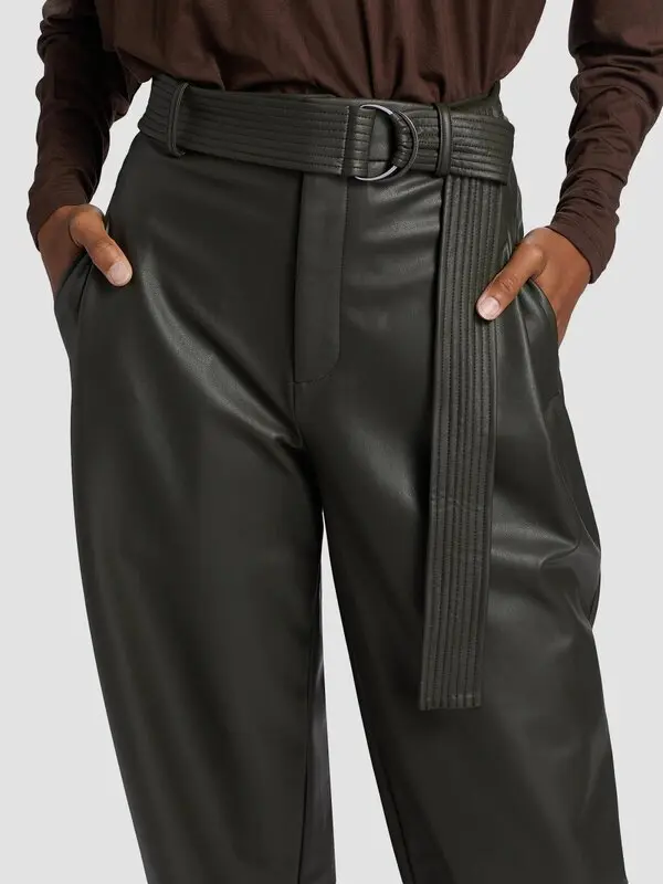 Lapointe Belted Faux-leather Tapered Trousers