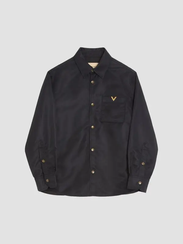 Valentino Garavani Nylon Shirt Jacket With Vgold - Black