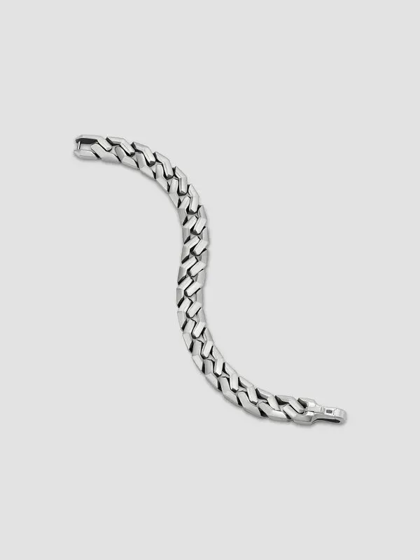 David Yurman Curb Chain Angular Link Bracelet In Sterling 11.5mm