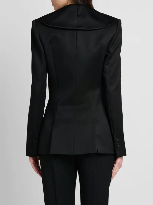 Alexander McQueen Draped Satin Lapel Single-breasted Jacket