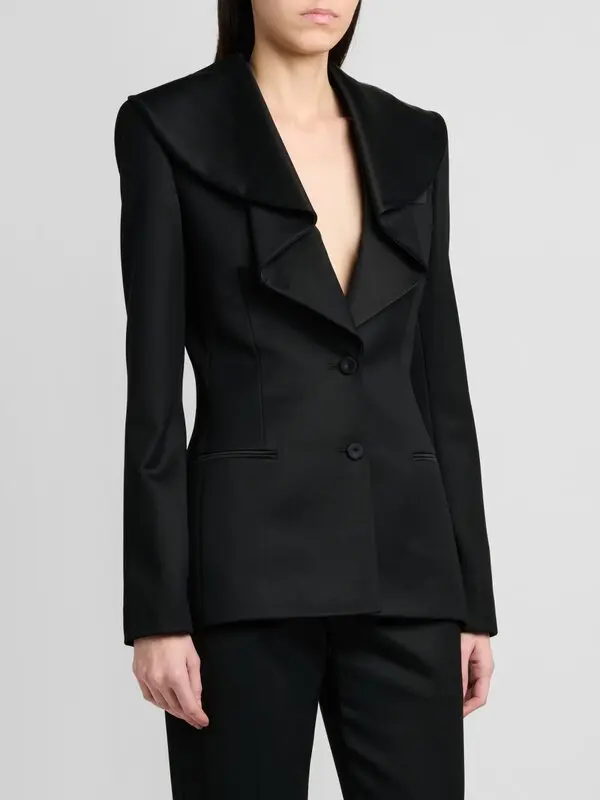 Alexander McQueen Draped Satin Lapel Single-breasted Jacket