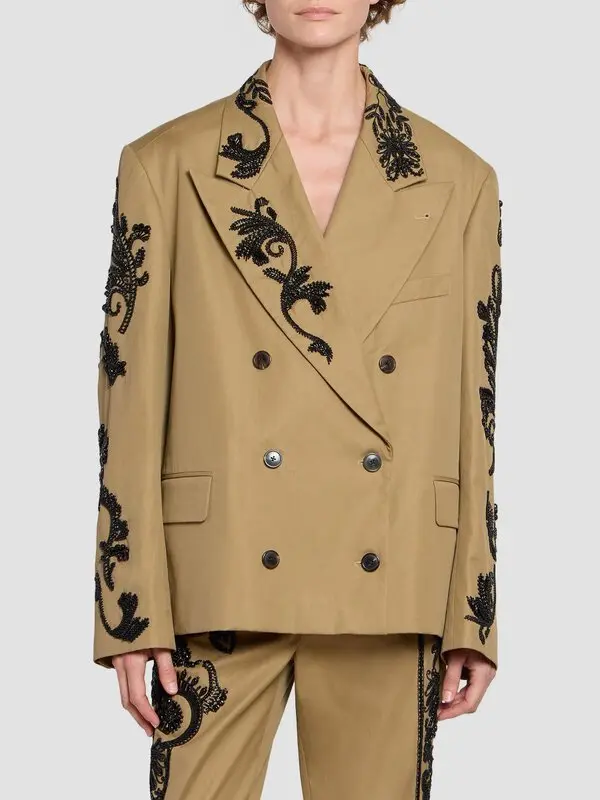 Dries Van Noten Bosea Embroidered Twill Double-breasted Jacket