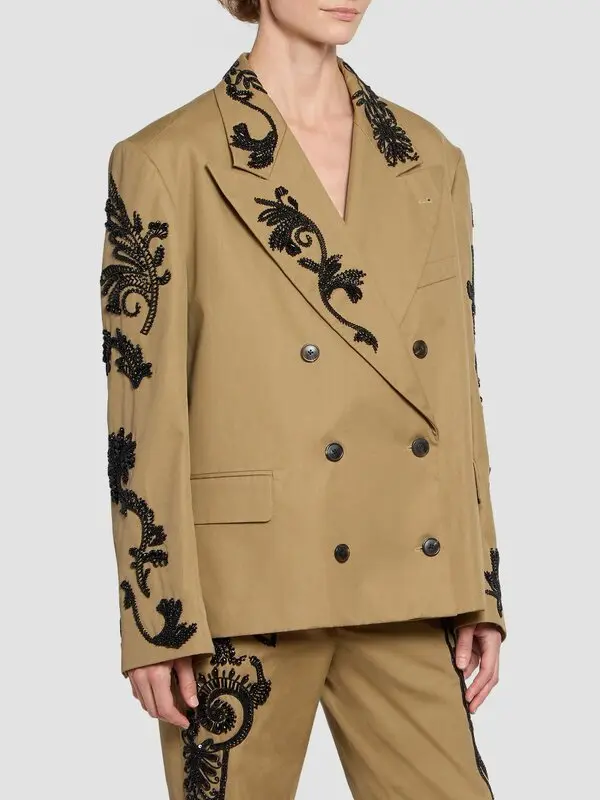 Dries Van Noten Bosea Embroidered Twill Double-breasted Jacket