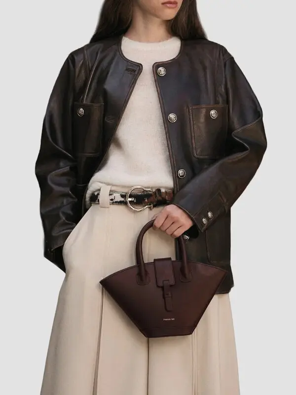 PARIS/64 Lumière Mini Leather Top Handle Bag - Brown