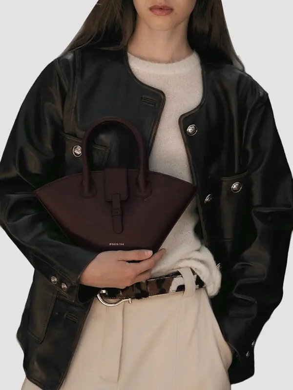 PARIS/64 Lumière Mini Leather Top Handle Bag - Brown