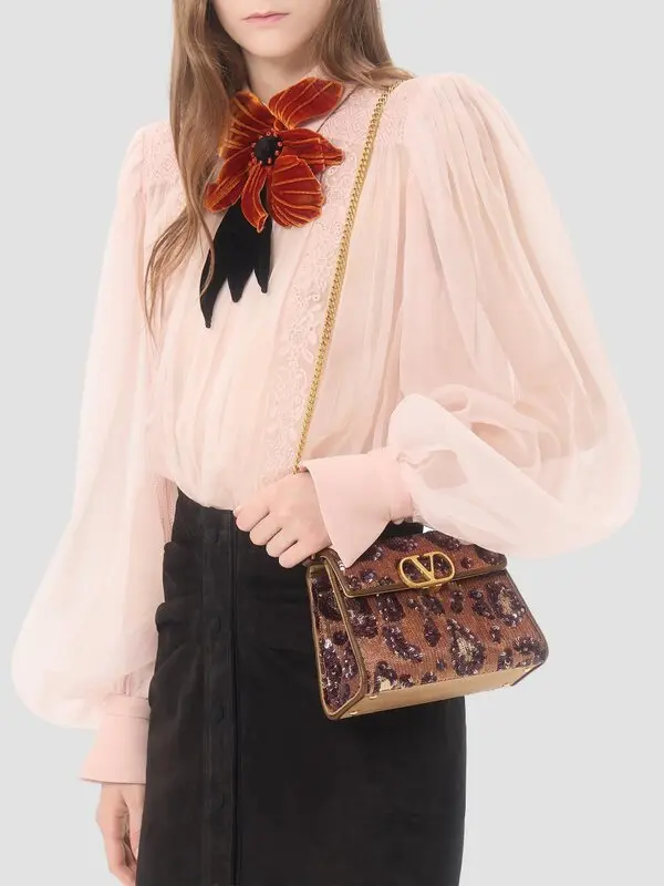 Valentino Garavani Vsling Mini Embroidered Animalier Top Handle Bag