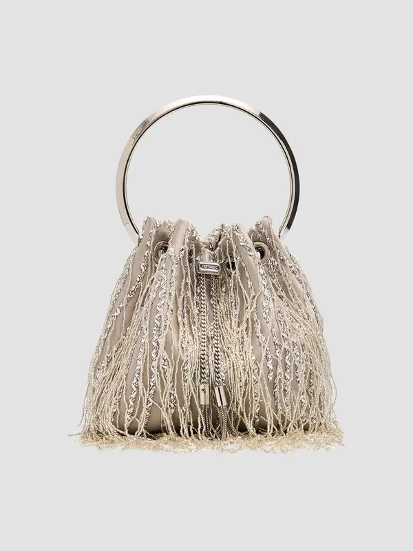JIMMY CHOO Bon Bon Fringe Beaded Handle Bag
