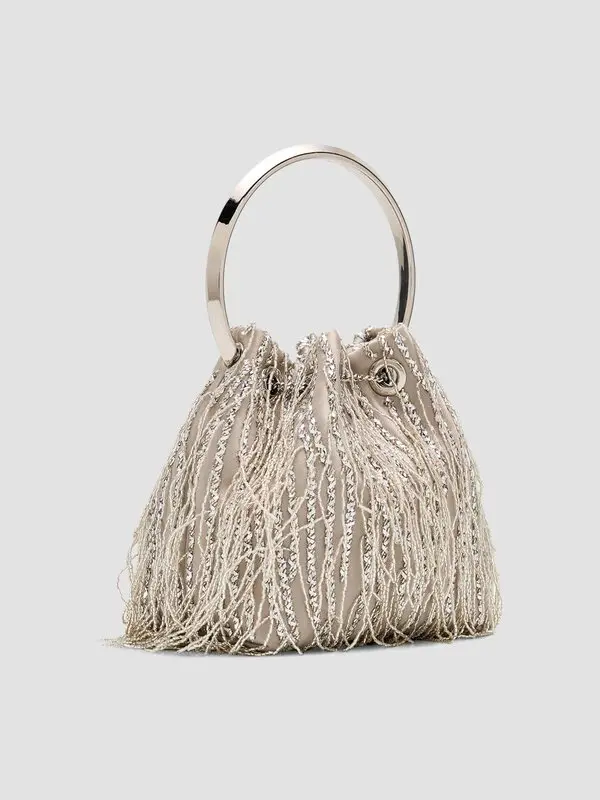 JIMMY CHOO Bon Bon Fringe Beaded Handle Bag