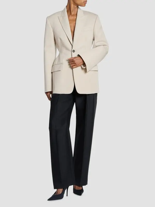 Wardrobe.NYC Drill Contour Cotton Single-breasted Blazer