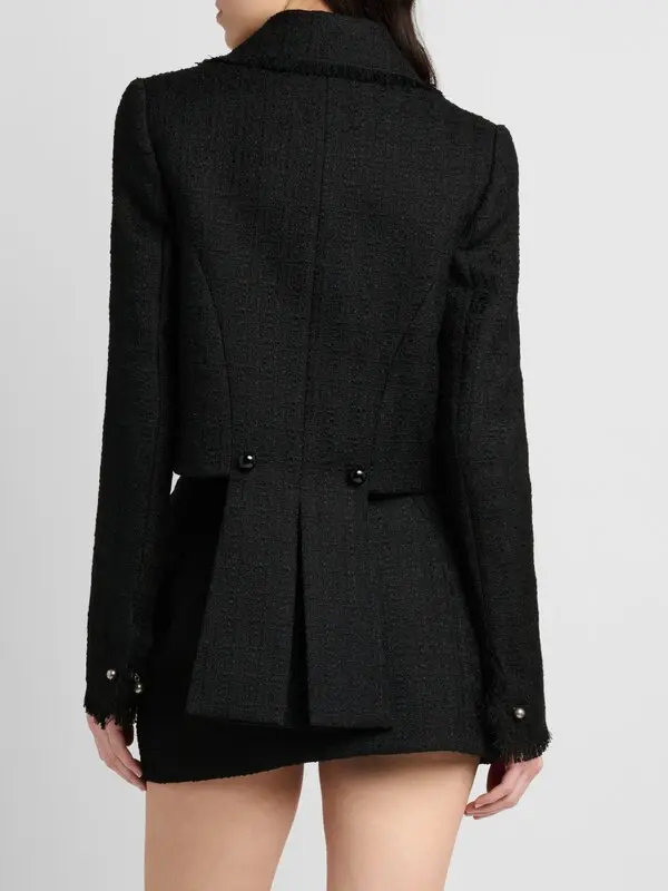 Alexander McQueen Crop Wool-mohair Tweed Jacket