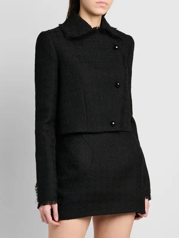 Alexander McQueen Crop Wool-mohair Tweed Jacket