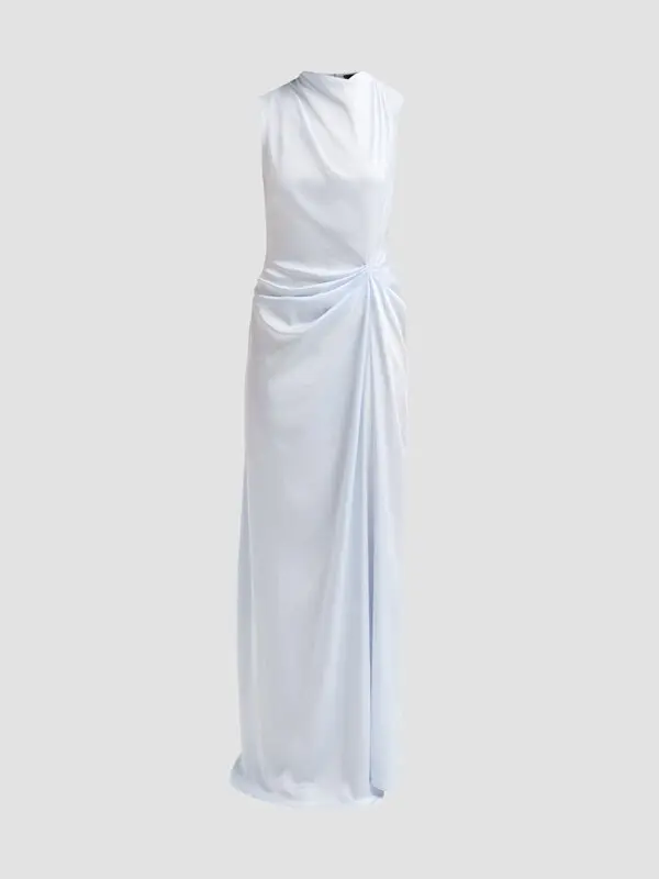 Lapointe Sleeveless Draped Lightweight Satin Gown