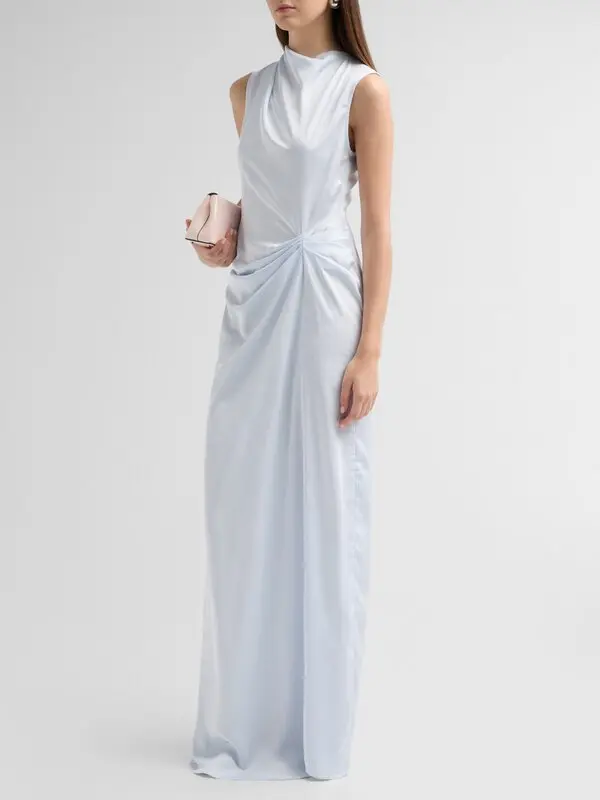Lapointe Sleeveless Draped Lightweight Satin Gown