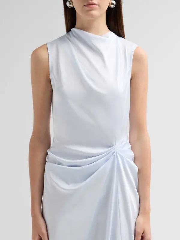 Lapointe Sleeveless Draped Lightweight Satin Gown
