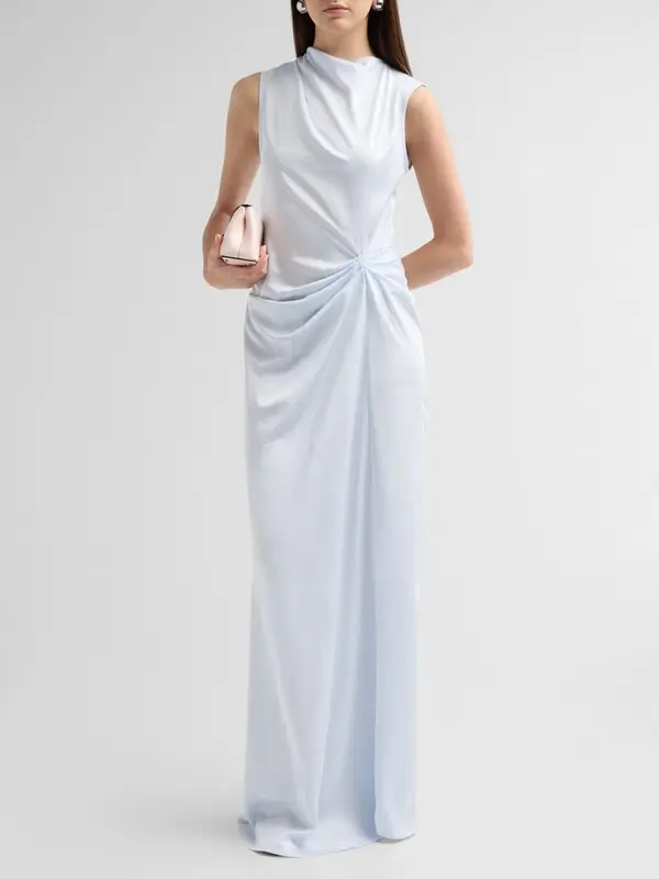 Lapointe Sleeveless Draped Lightweight Satin Gown