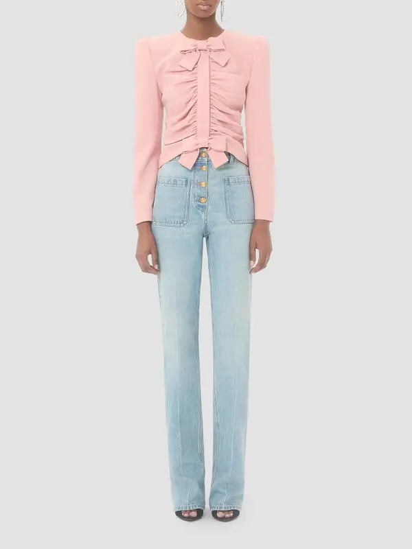 Valentino Garavani Cropped Jacket In Crispy Light Wool