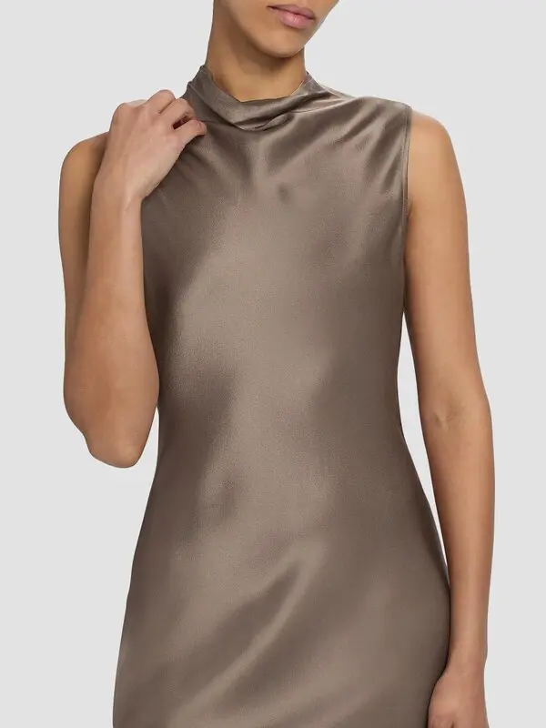 Lapointe Mock Turtleneck Satin A-line Maxi Dress