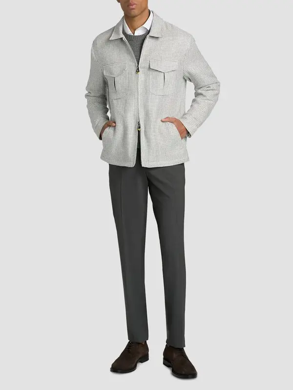 SARTORIO NAPOLI Joly Checked Linen-blend Zip-front Jacket