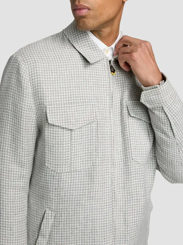 SARTORIO NAPOLI Joly Checked Linen-blend Zip-front Jacket