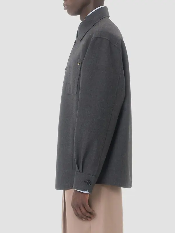 Valentino Garavani Shirt Jacket In Nylon Gabardine With Vgold