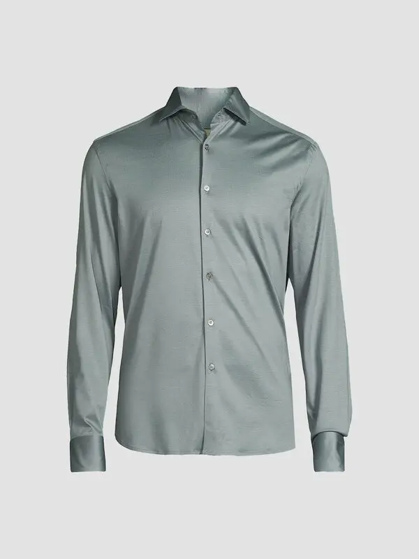 Canali Jersey Sport Shirt - Green