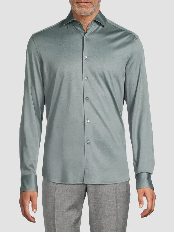 Canali Jersey Sport Shirt - Green