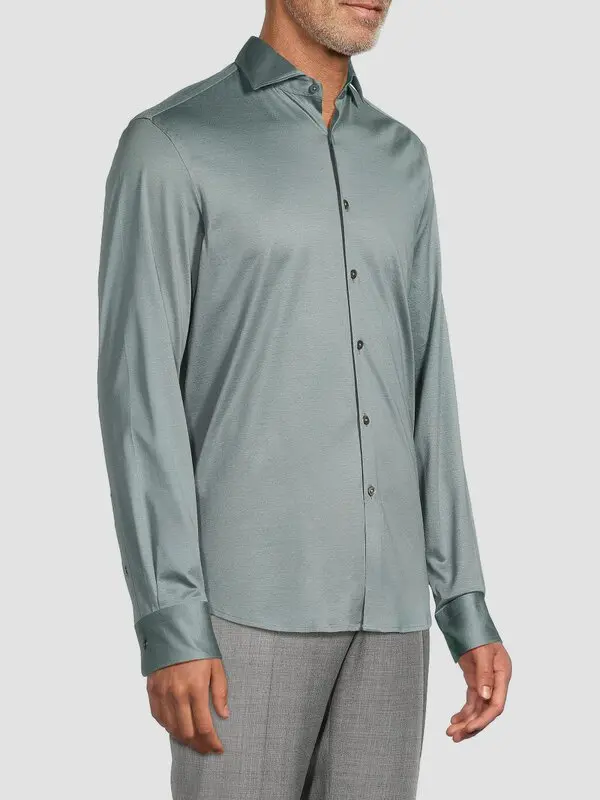 Canali Jersey Sport Shirt - Green