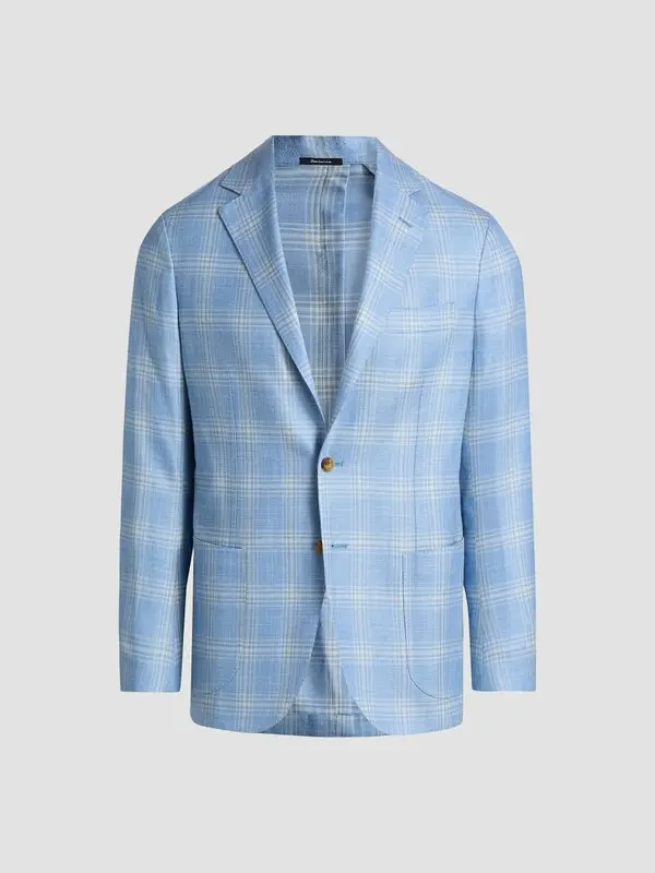 SARTORIO NAPOLI Plaid Wool-blend Sport Coat - Light Blue