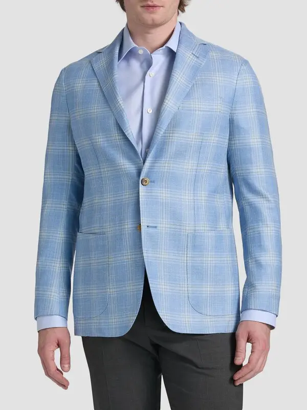 SARTORIO NAPOLI Plaid Wool-blend Sport Coat - Light Blue